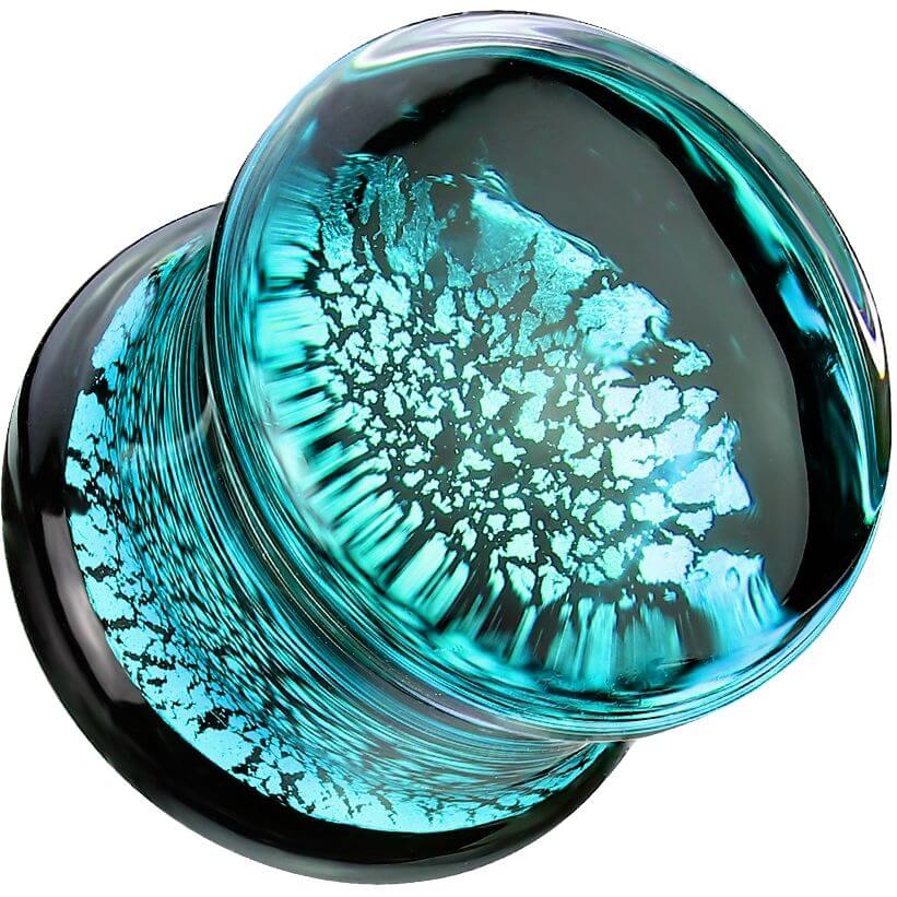 Glas Plug Blau Knistern Double Flare Glas – PiercingXXL