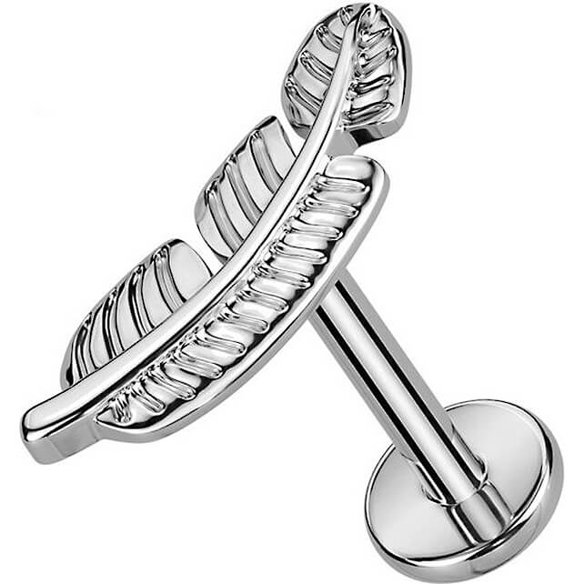 Titan Labret Feder Innengewinde – PiercingXXL